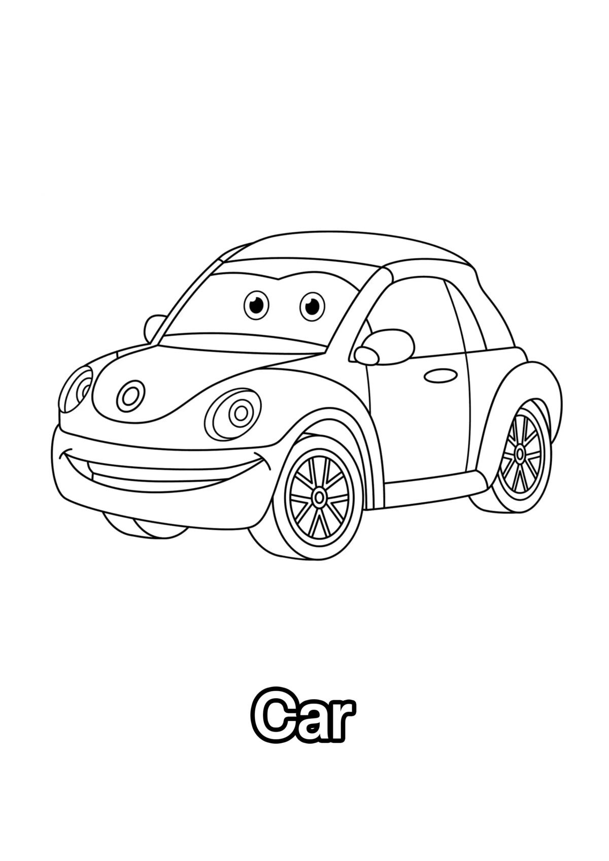 Cute Car Coloring Page For Kids – Free Activity PDF Download - The ...