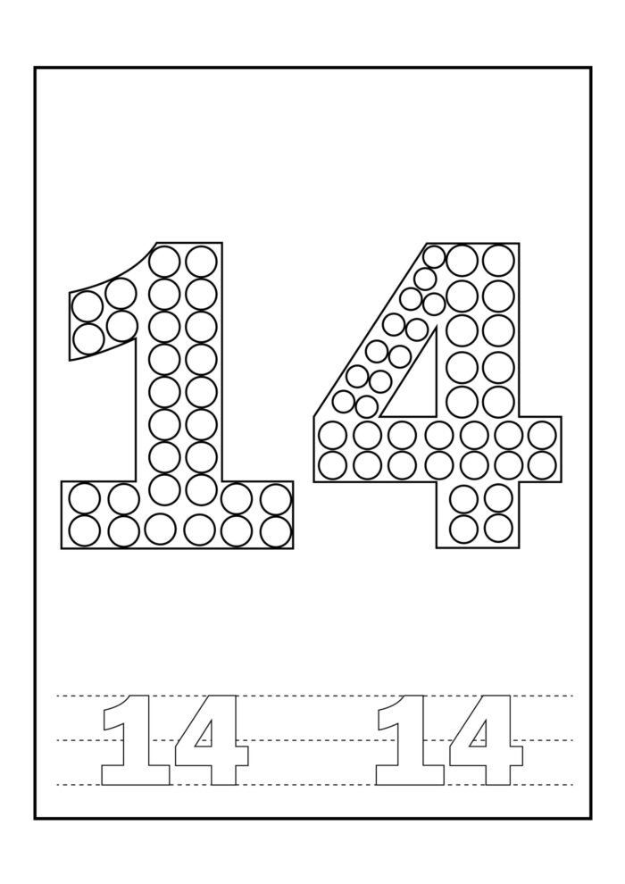 Number 14 Tracing Coloring Page For Kids – Free Activity PDF Download ...